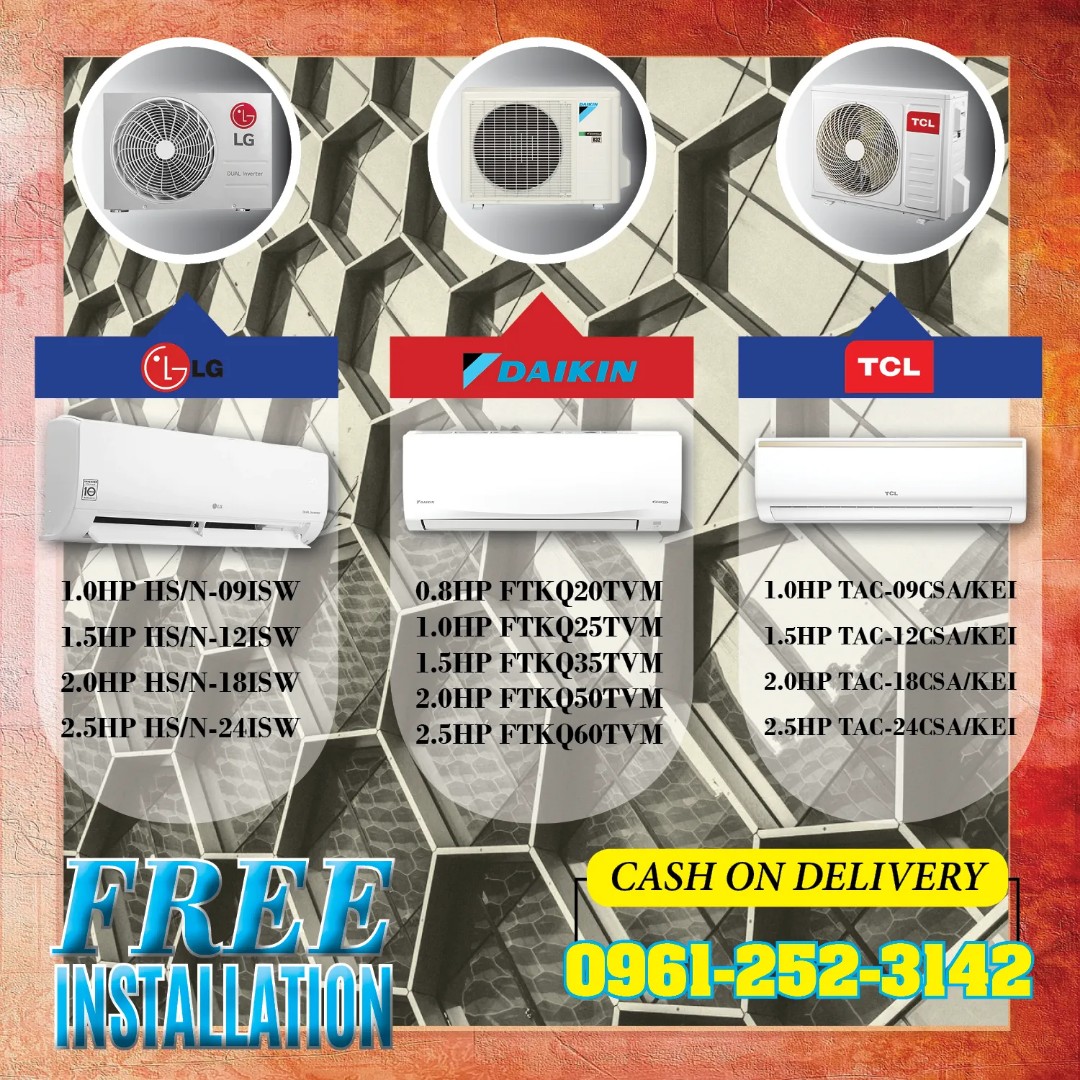 AFFORDABLE PRICE SPLIT TYPE AIRCON WITH FREE INSTALLATION, TV & Home ...