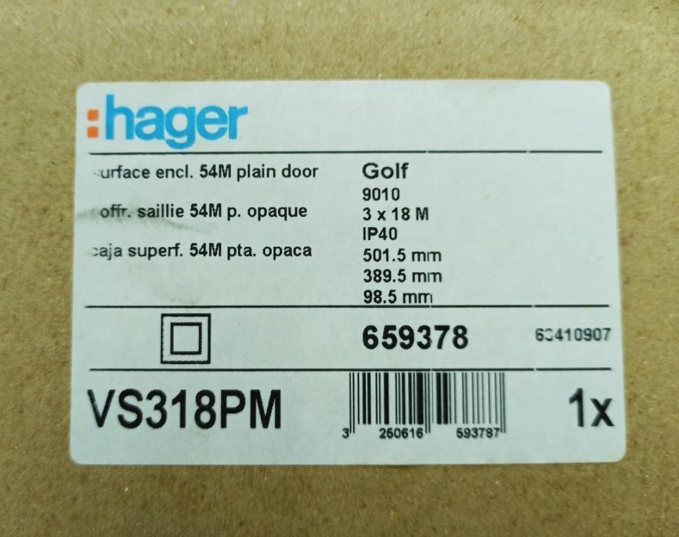 Hager Golf Surface Enclosure Distribution Box 1 - 4 Rows 4- 72 Modules ...
