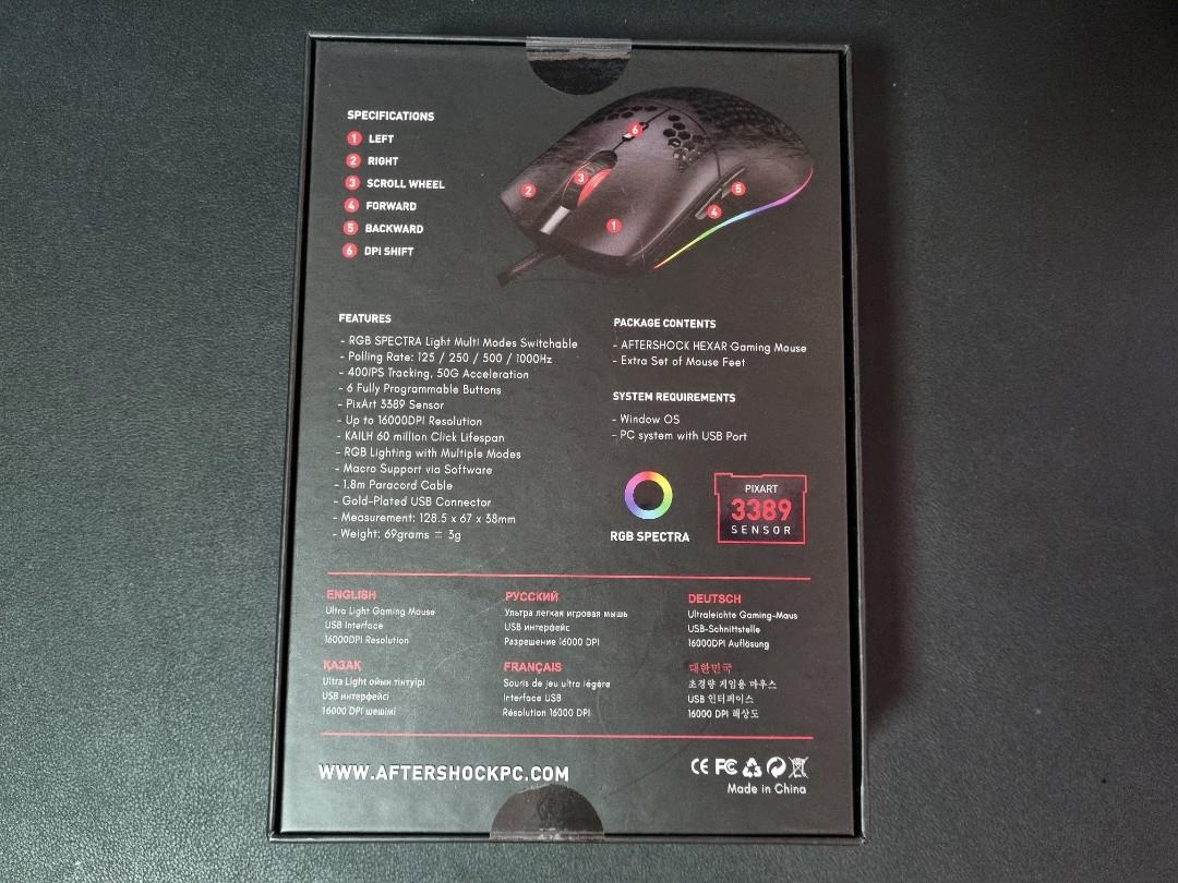 Hexar Gaming Mouse (Aftershock) Ultra Light Performance Mouse ...