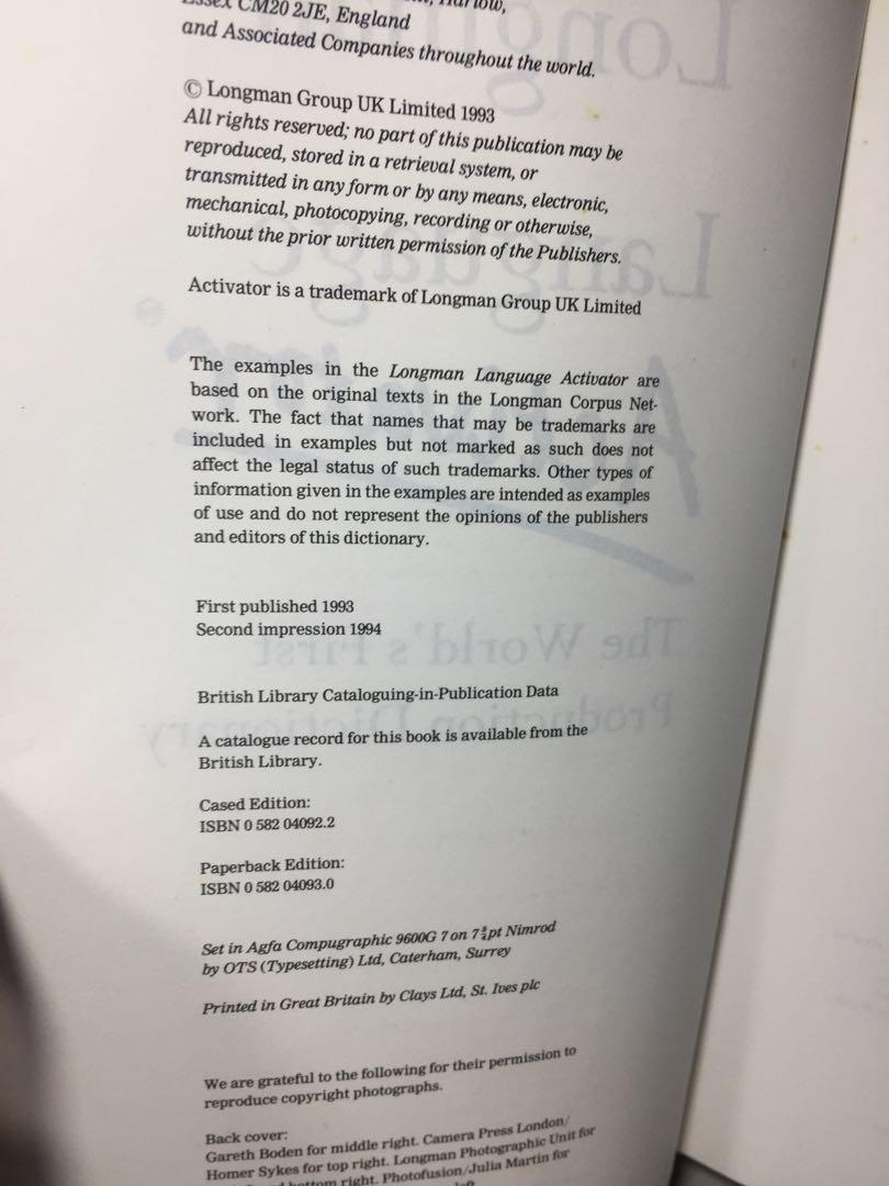 Longman Language Activator The World's First Production Dictionary ...