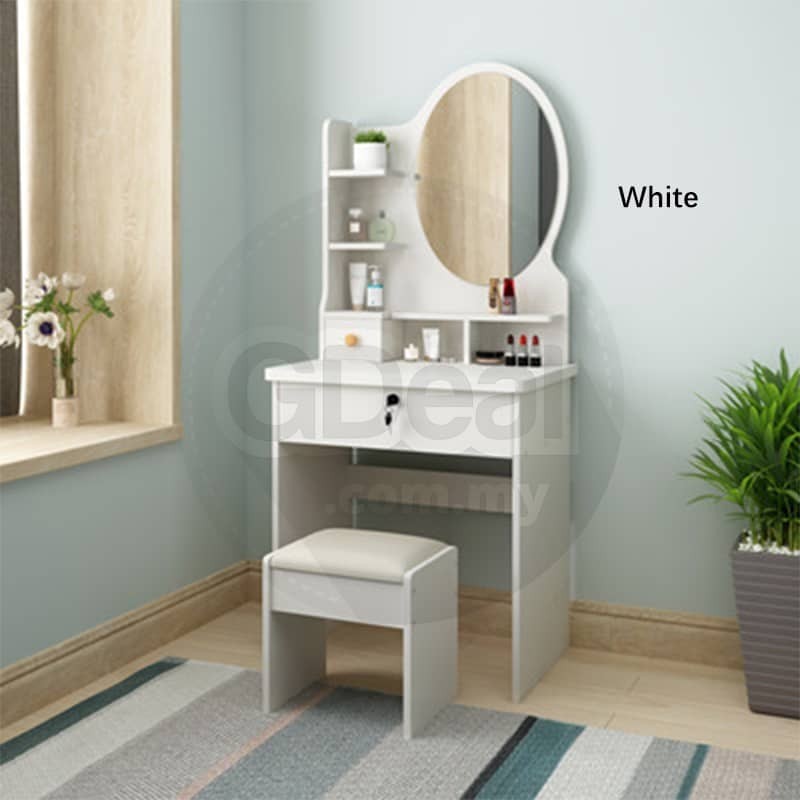 Make up Table Set With Simple Modern Mirror And Cushioned Stool ...
