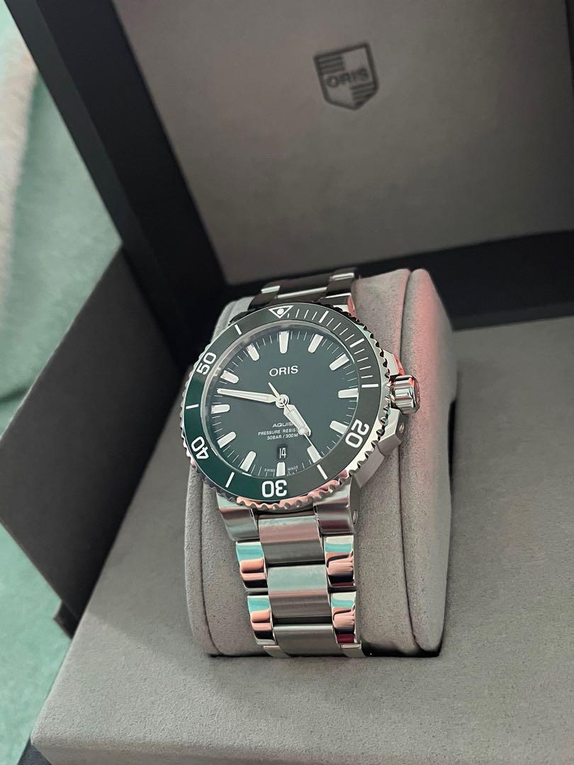 Oris Aqius 43mm green dial face, Luxury, Watches on Carousell