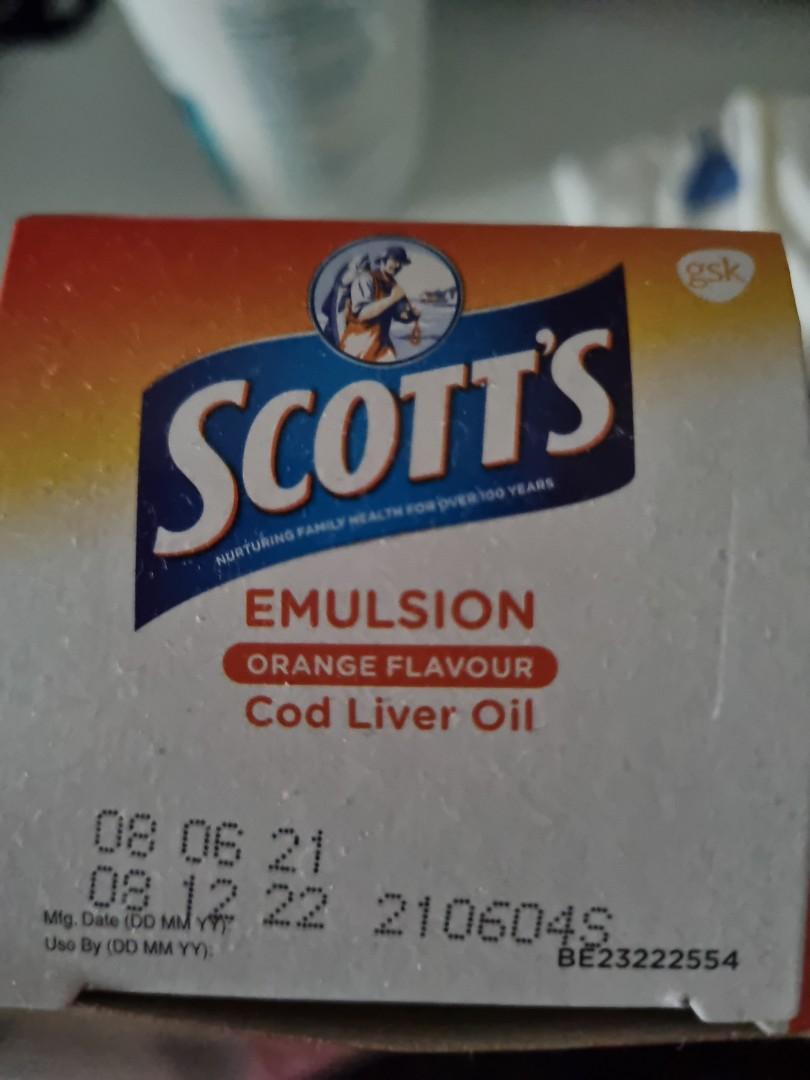 Scotts cod liver oil emulsion orange flavour, Health & Nutrition ...