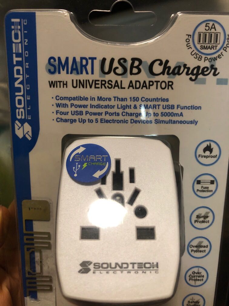 Soundtech Smart USB Charger w Universal Adaptor, Computers & Tech ...