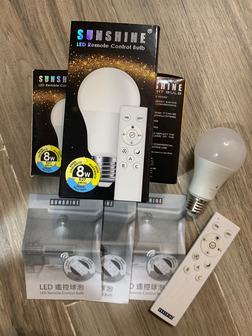 Sunshine 陽光 LED 遙控燈泡可調光及三種色溫, 傢俬＆家居, 燈飾及風扇, 燈飾 - Carousell