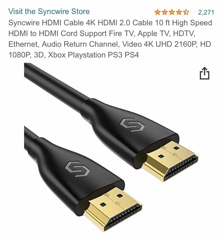 Syncwire HDMI to HDMI Cable (3m), Computers & Tech, Parts & Accessories ...
