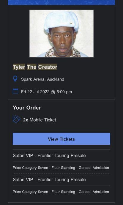 Tyler The Creator Concert Tickets, Tickets & Vouchers, Event Tickets on ...