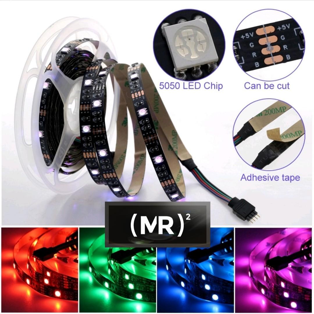 USB - 5050 RGB LED Strip Lights 5 metres Waterproof IP65 (Bluetooth ...