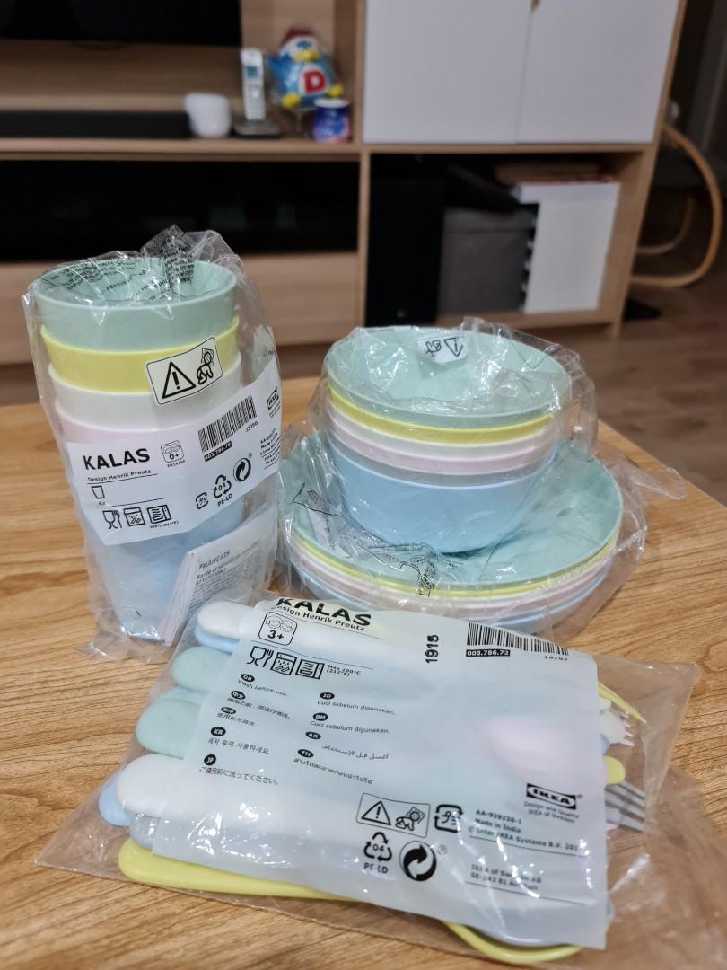 Brand new Ikea Kalas plates, bowls, cups and cutlery set, Furniture ...