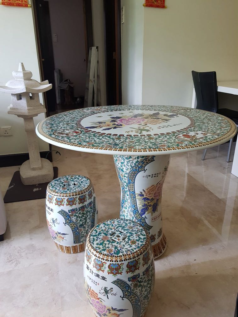 Classic mandarin table + chairs, Furniture & Home Living, Furniture ...