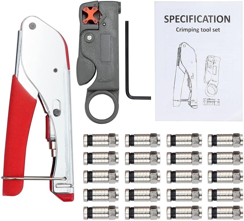 Coax Cable Crimper Coaxial Cable Compression Tool Kit with Compression ...