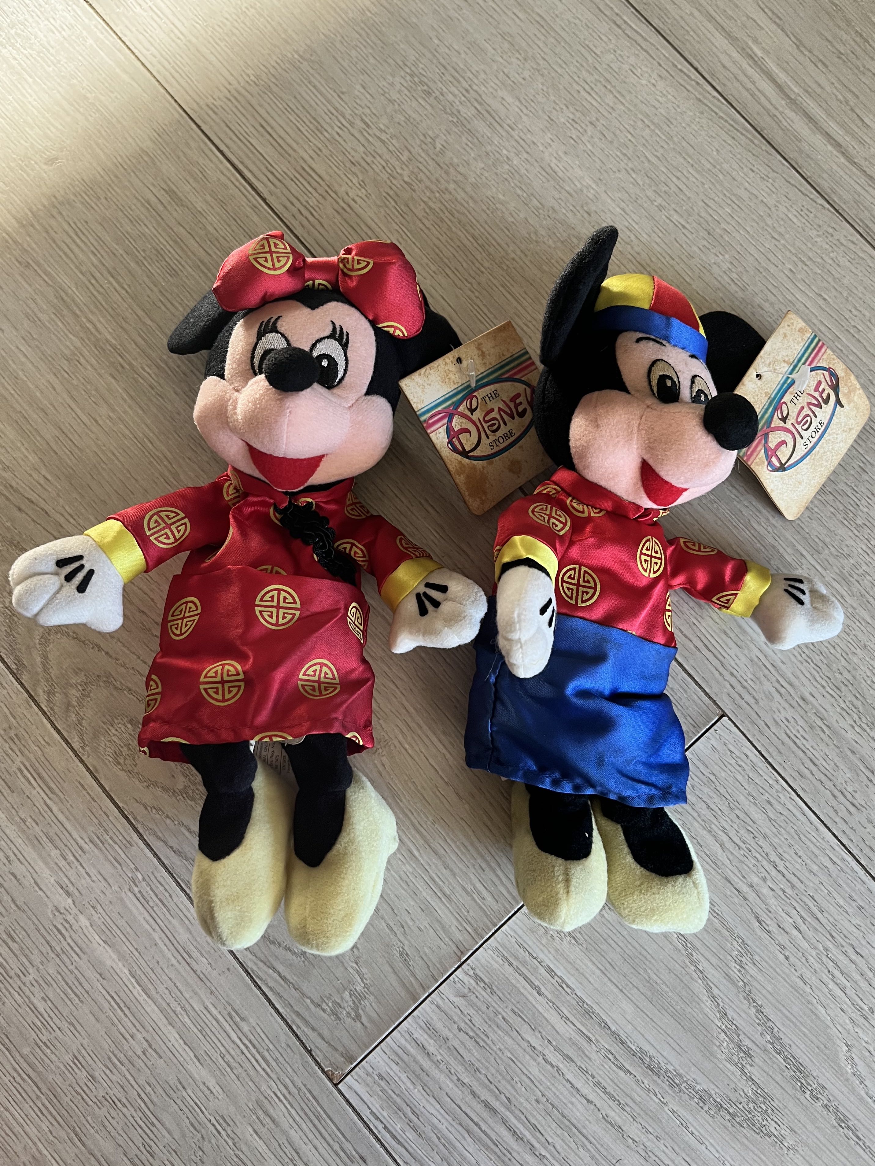Disney Chinese Costume Mickey and Minnie Mouse Bean Bag Plushies ...