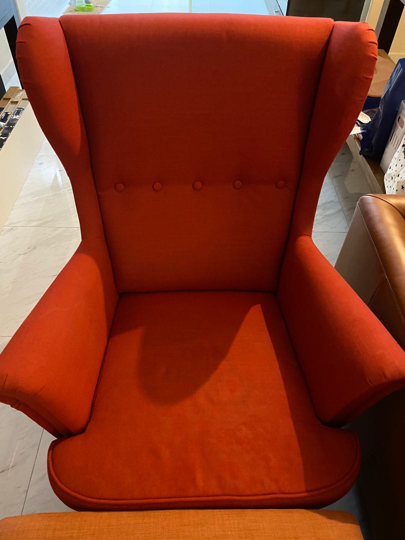 IKEA STRANDMON Wing Chair, Furniture & Home Living, Furniture, Chairs ...