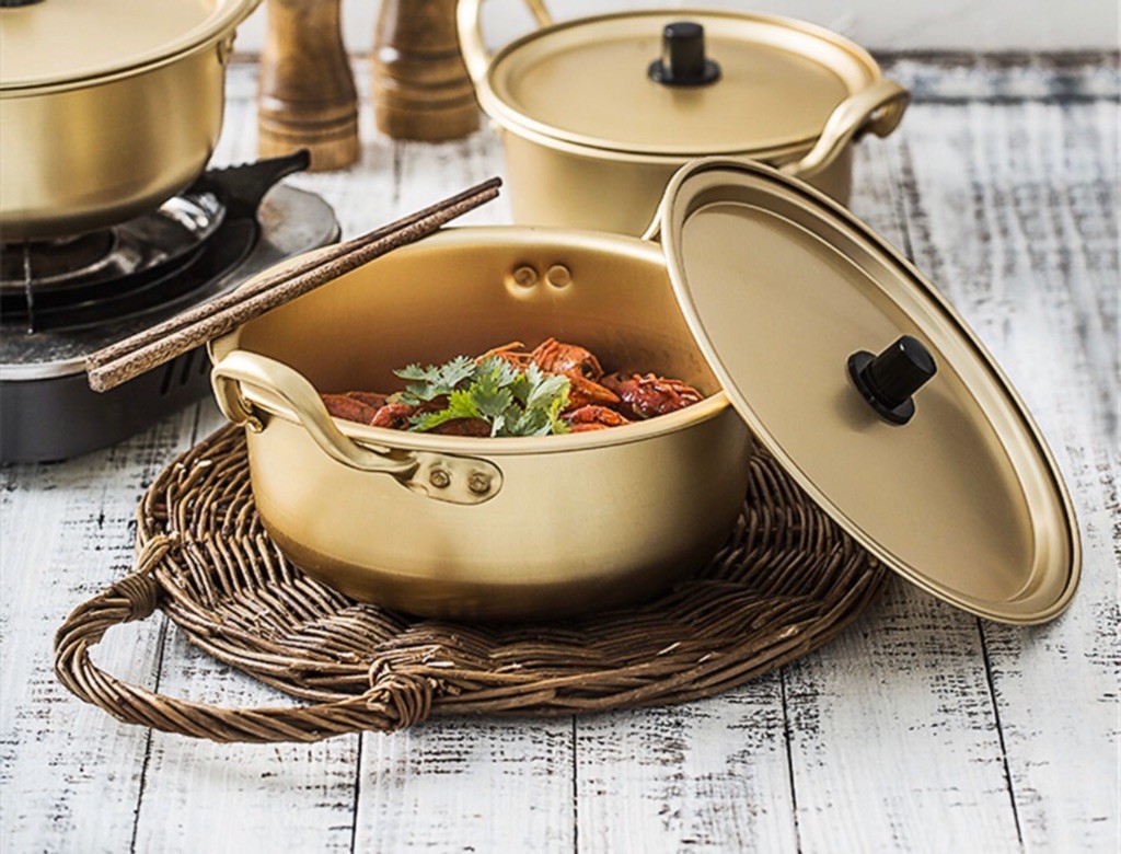 Korean Ramen Noodle Pot Gold Aluminium, Furniture & Home Living ...