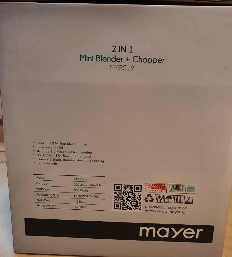 Mayer Mini 2-in-1 Blender Plus Chopper, TV & Home Appliances, Kitchen ...