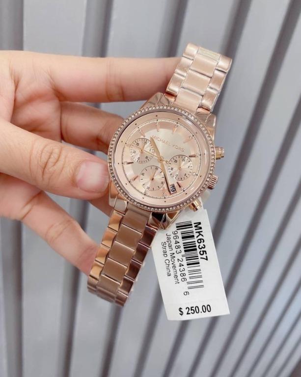 Michael Kors MK6357 Ritz Rose Gold Tone Ladies Watch Original With 1 ...