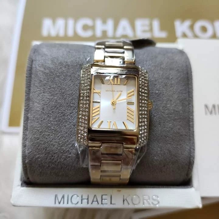 MK SQUARE TYPE WITH STONE GOLD AUTHENTIC WATCH, Women's Fashion ...