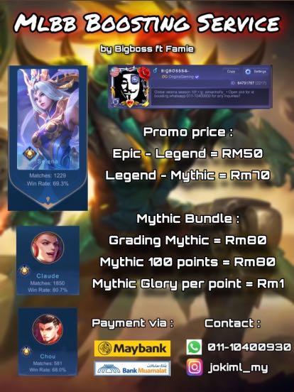 MLBB BOOSTING SERVICE / JOKI MLBB, Video Gaming, Gaming Accessories ...