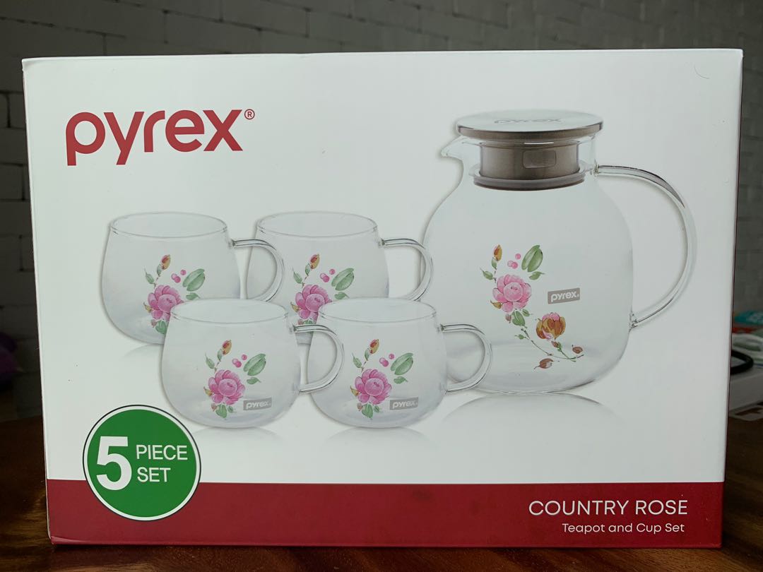 Pyrex - 5 pc Tea Set + Corelle 12 pc Dinner Set, Furniture & Home ...
