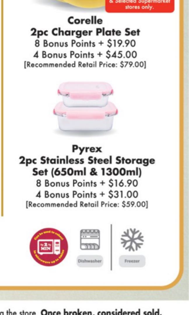 Pyrex Stainless Steel Storage Set, Furniture & Home Living, Kitchenware ...