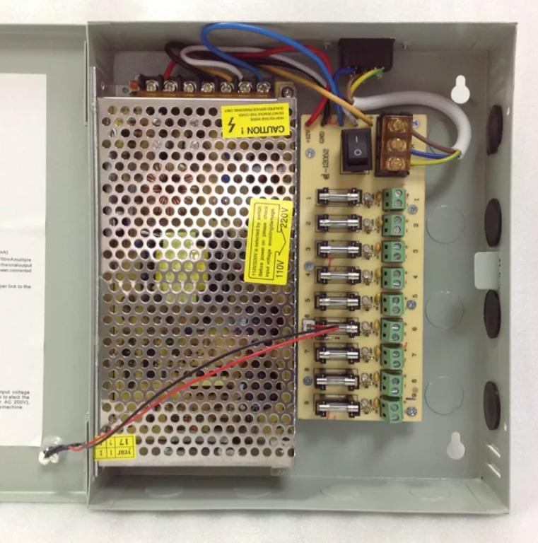 S-120-12 Power Supply 12V 10A 9CH CCTV Security Camera Power Supply ...