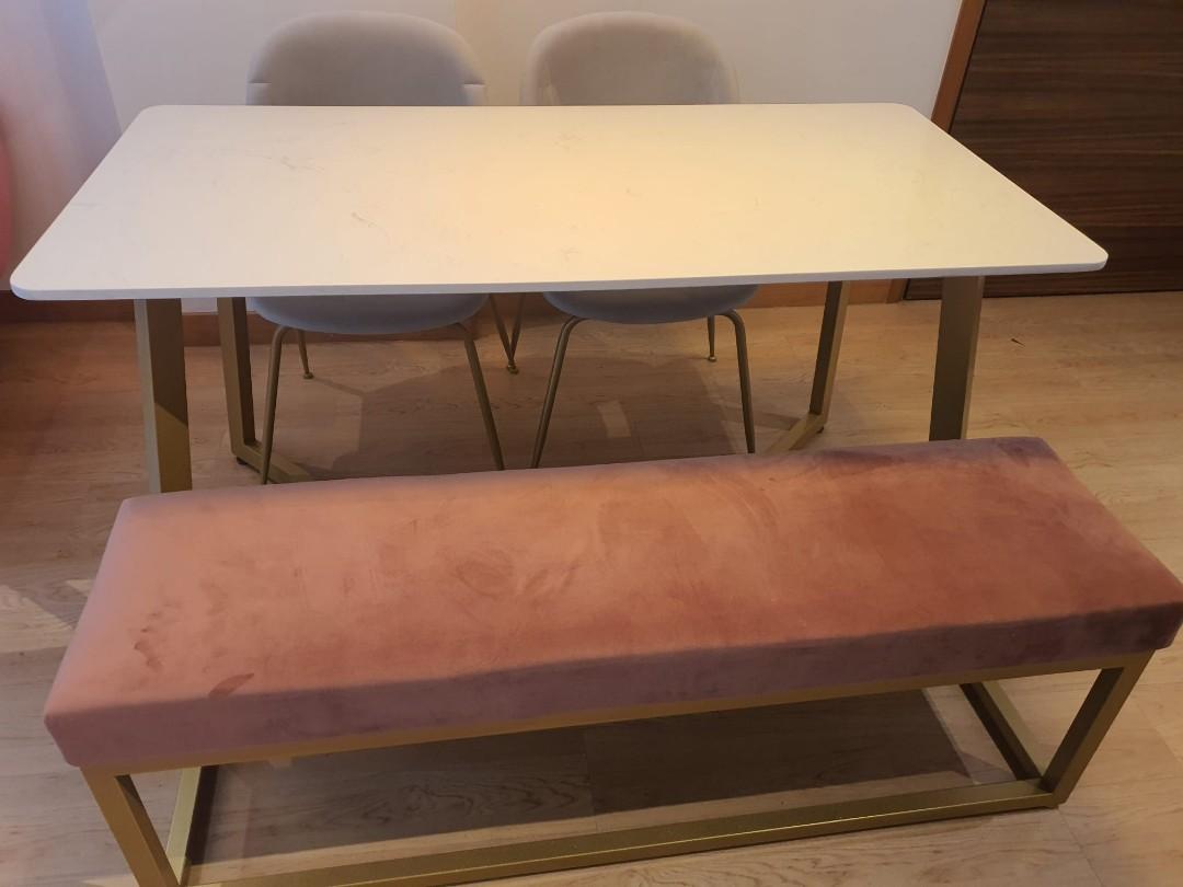 Selling marble set table with 2 seats & a bench, Furniture & Home ...