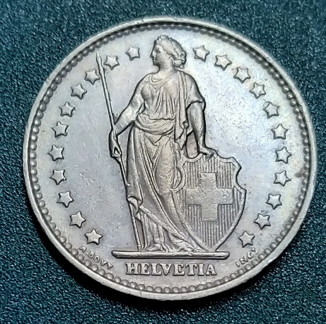 1968 Helvetia Swiss 1 franc old coin Xf/ AUncircuted condition, Hobbies ...