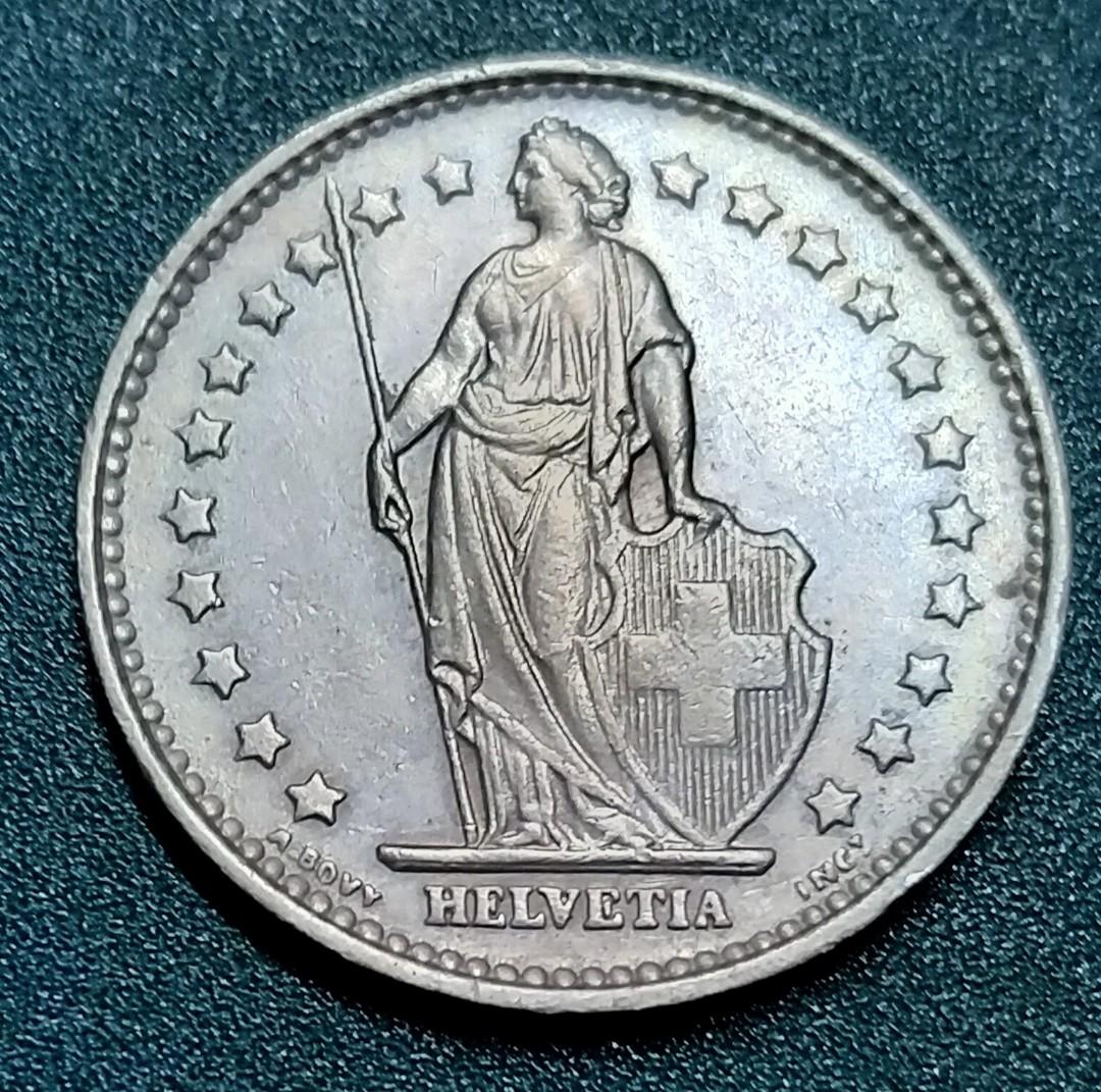 1968 Helvetia Swiss 1 franc old coin Xf/ AUncircuted condition, Hobbies ...