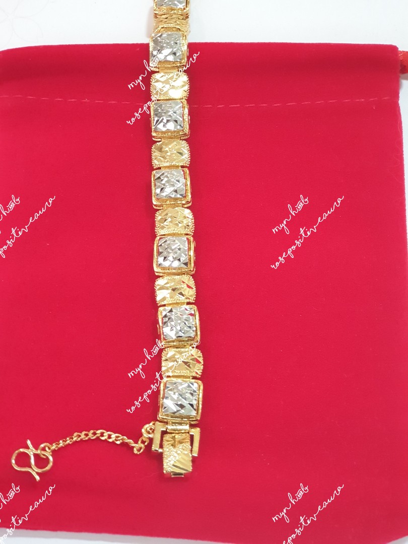 24k gold plated biskut bracelet, Women's Fashion, Jewelry & Organisers ...