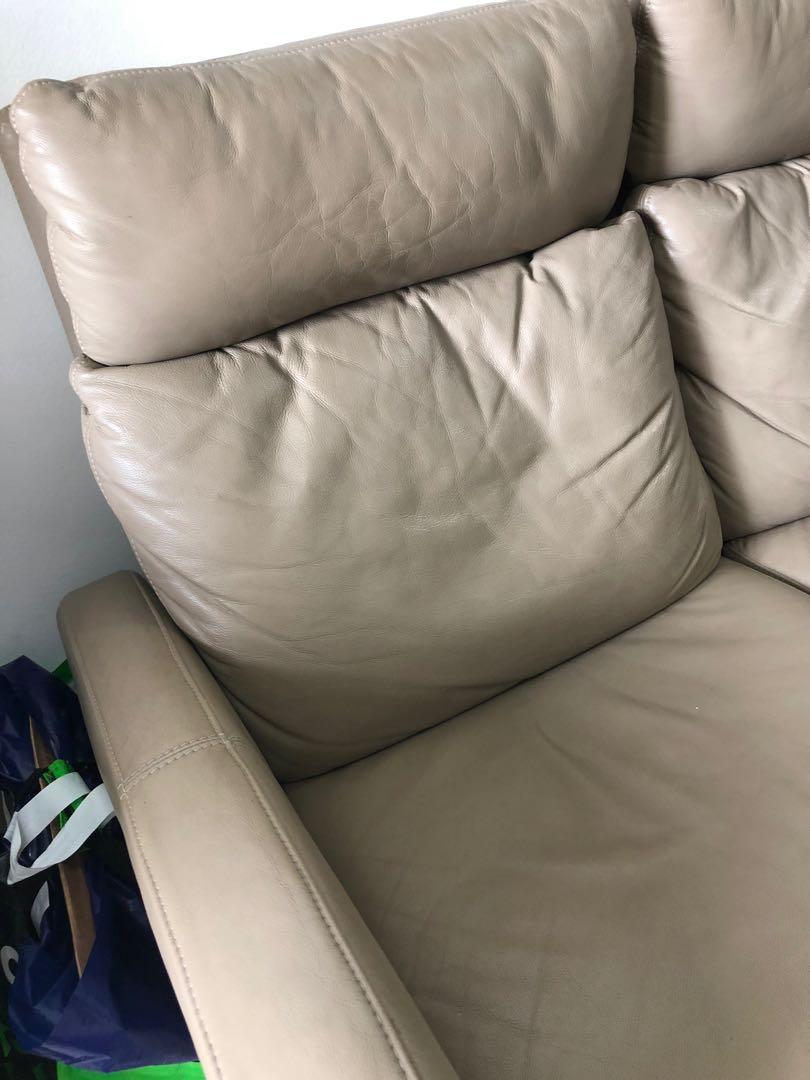 3-seater leather sofa w incline & extendable leg reat, Furniture & Home ...