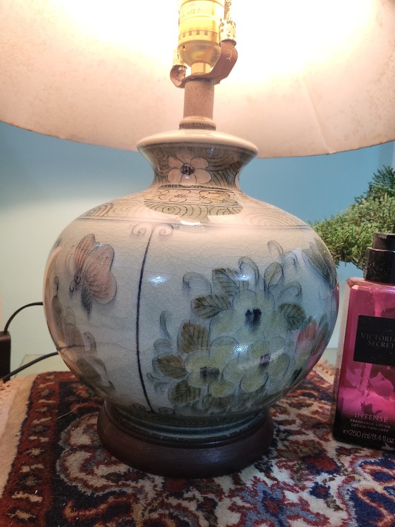 Antique chinese Peranakan table lamp x 2, Furniture & Home Living ...