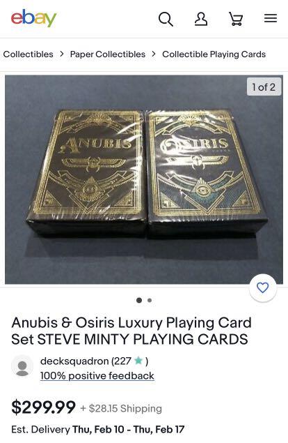 Osiris & Anubis Luxury Playing Cards Set (Out Of Print), Hobbies & Toys ...