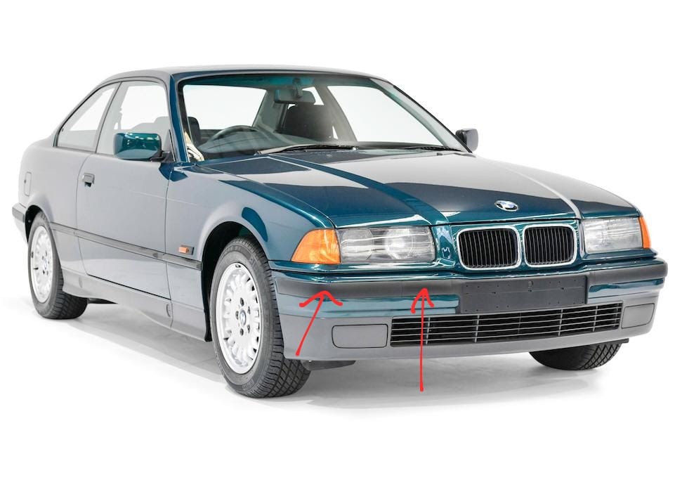 bmw E36 front bumper rubber garnish bumper garnish right and tow cover ...
