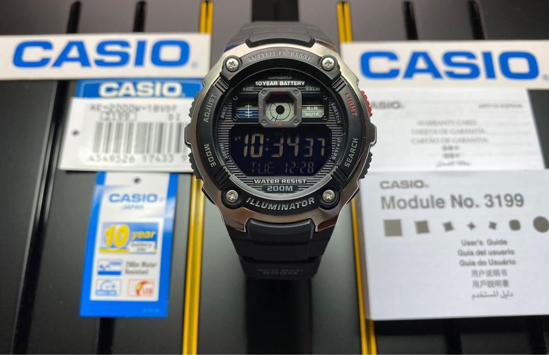 Casio AE-2000W-1B Digital Quartz AE2000W-1B Illuminator AE2000 Brand ...