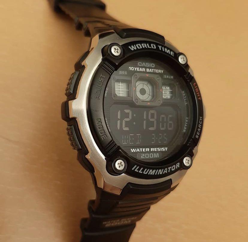 Casio AE-2000W-1B Digital Quartz AE2000W-1B Illuminator AE2000 Brand ...