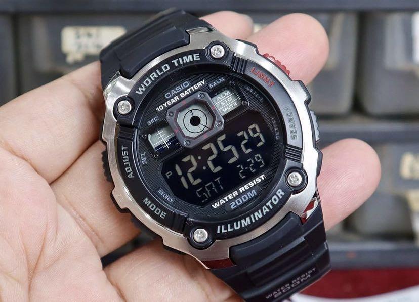 Casio AE-2000W-1B Digital Quartz AE2000W-1B Illuminator AE2000 Brand ...