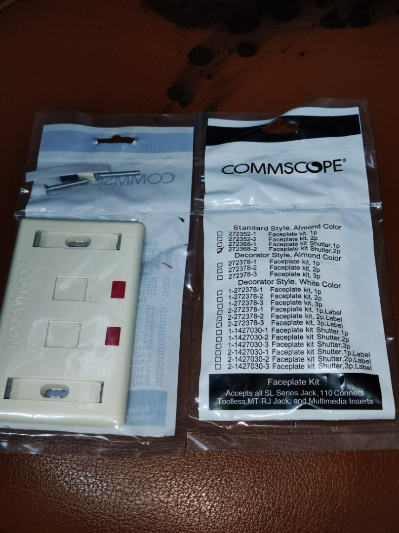 Commscope 2 port Faceplate 2 gang wallplate duplex dual (Shuttered Type ...