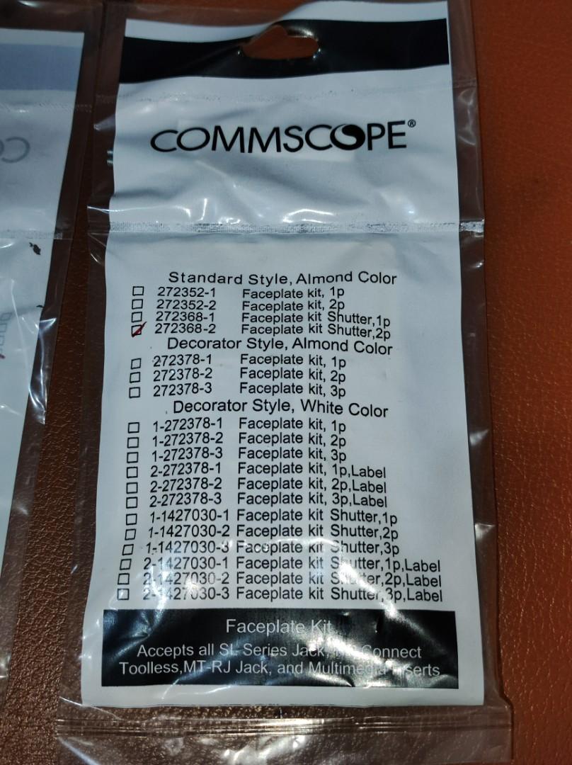 Commscope 2 port Faceplate 2 gang wallplate duplex dual (Shuttered Type ...