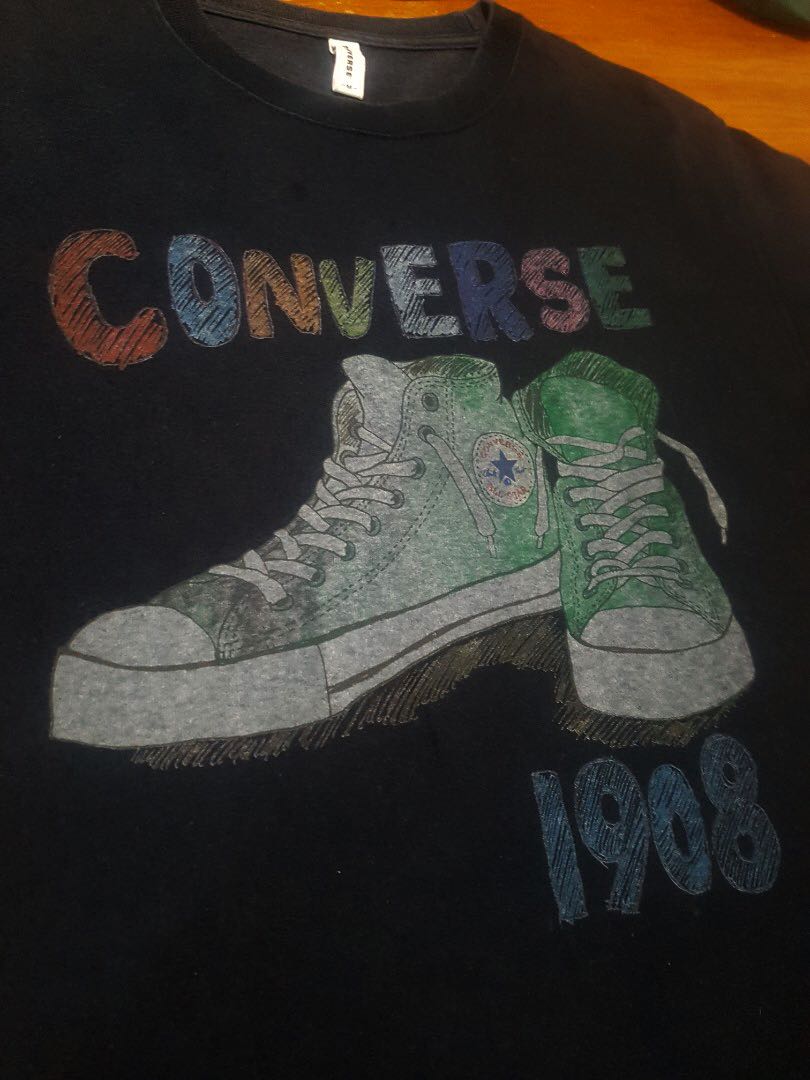 Converse chuck taylor all star '1908 black tee, Men's Fashion, Tops ...