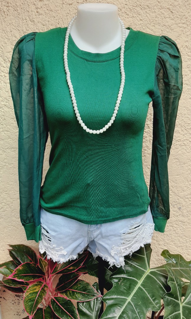 Emerald Green Top, Women's Fashion, Tops, Blouses on Carousell