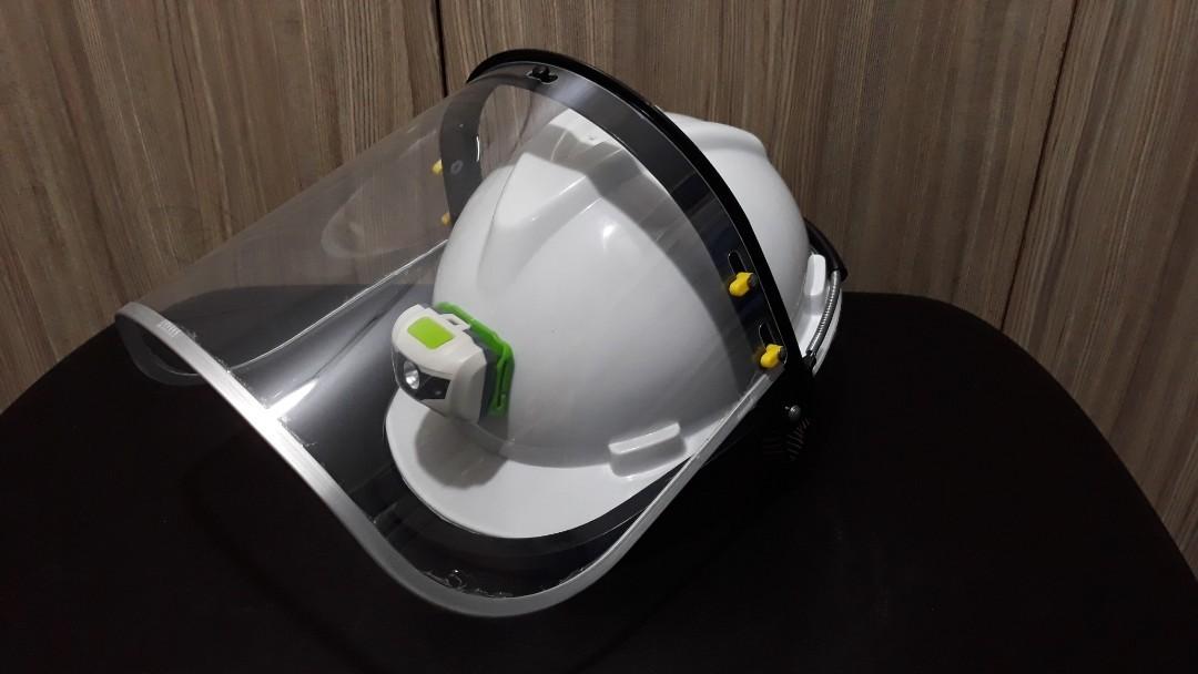 Hard Hat Full Face Shield Safety Emergency Head Lamp LED Hazard Light ...