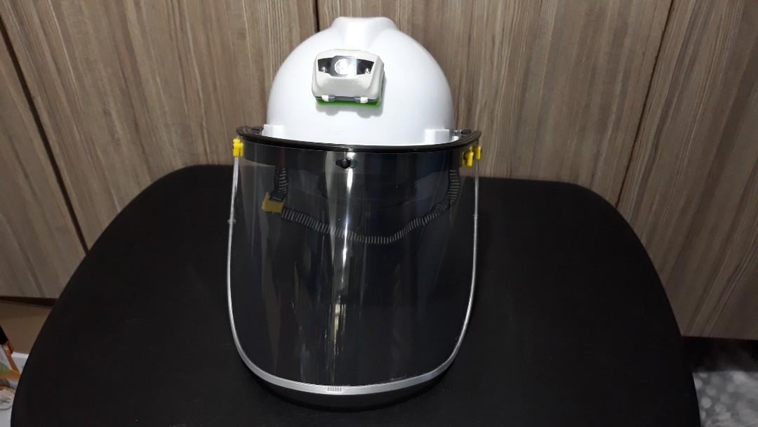 Hard Hat Full Face Shield Safety Emergency Head Lamp LED Hazard Light ...