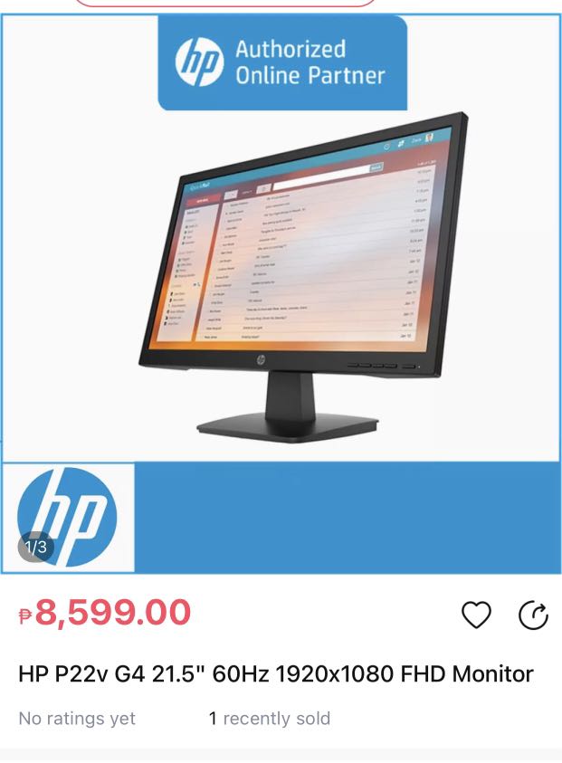HP P22 G4 Desktop Monitor 21.5in, Computers & Tech, Parts & Accessories ...