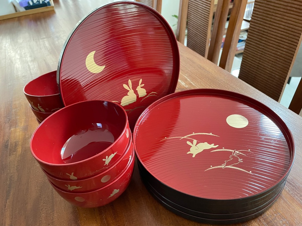 Japanese Dining Set for 6 - Red bunny design, Furniture & Home Living ...