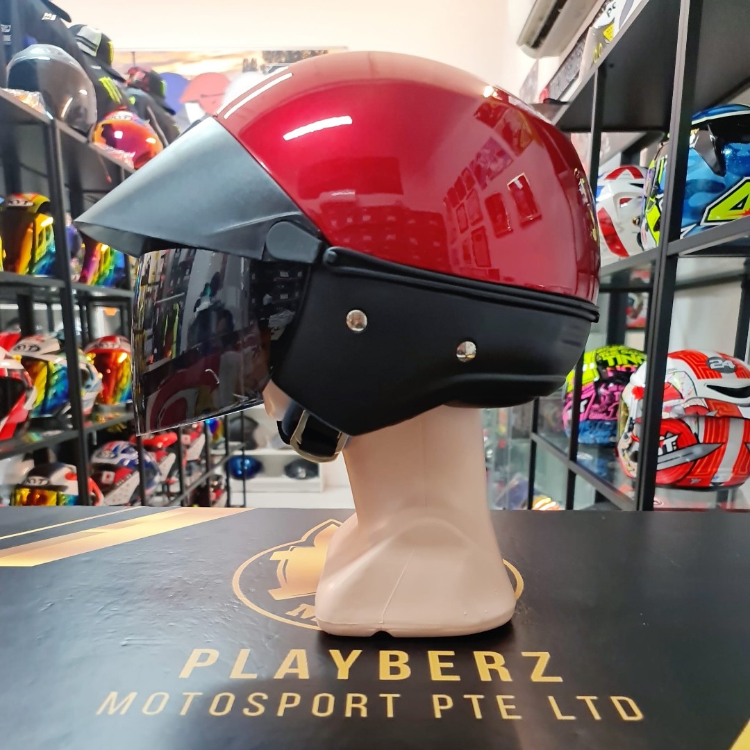 KISS METALLIC RED HELMET, Motorcycles, Motorcycle Accessories on Carousell