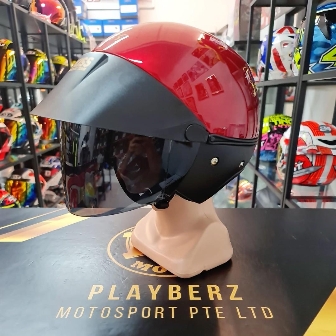 KISS METALLIC RED HELMET, Motorcycles, Motorcycle Accessories on Carousell