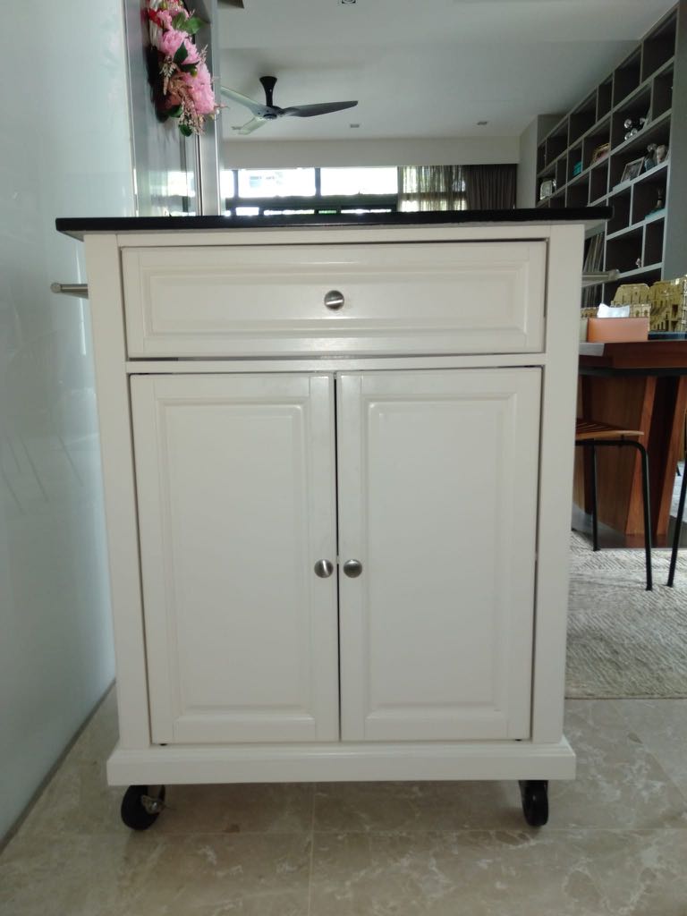 Kitchen cabinet on wheels with granite top, Furniture & Home Living ...