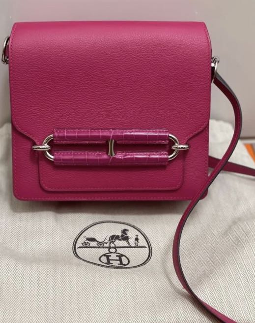 Mini Hermes Roulis 18 Touch (exotic shiny alligator) Rose Mexico ...