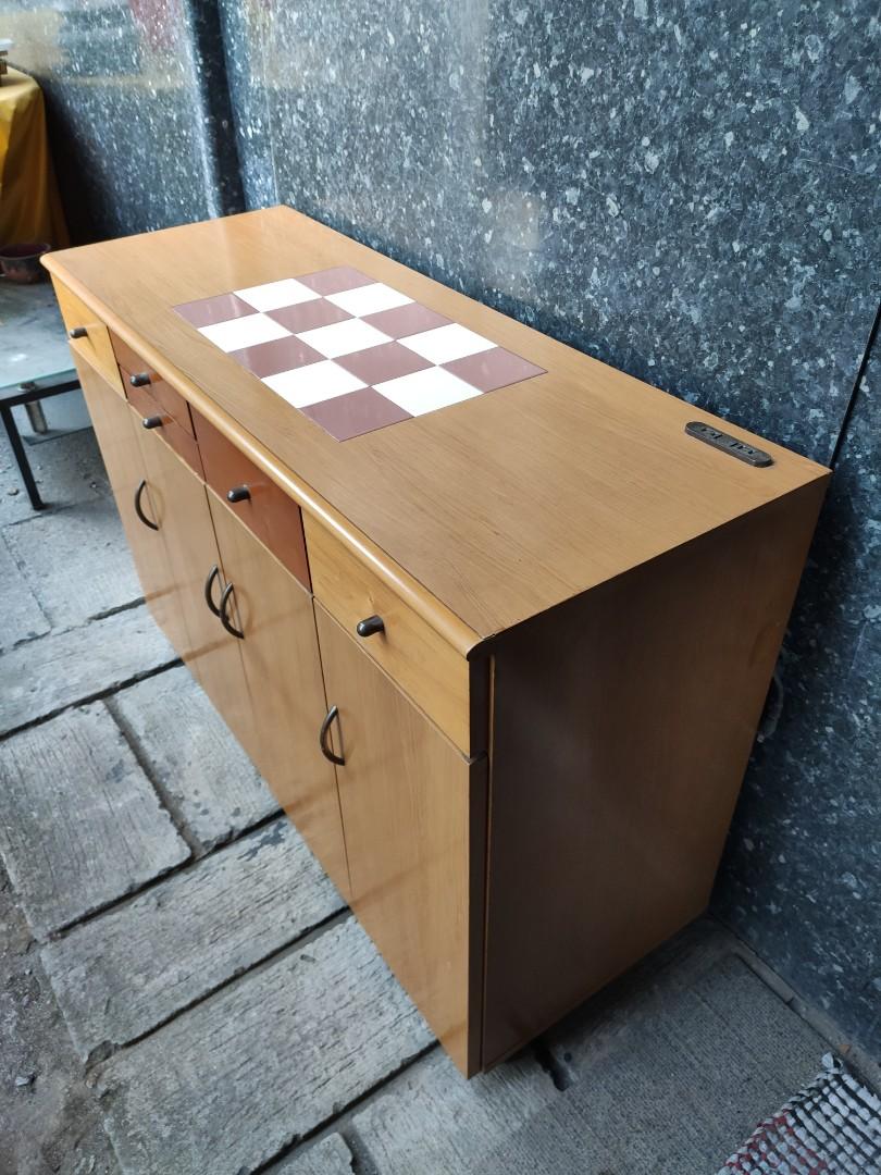 Movable Kitchen Island Table w/ Tile Top, Furniture & Home Living ...