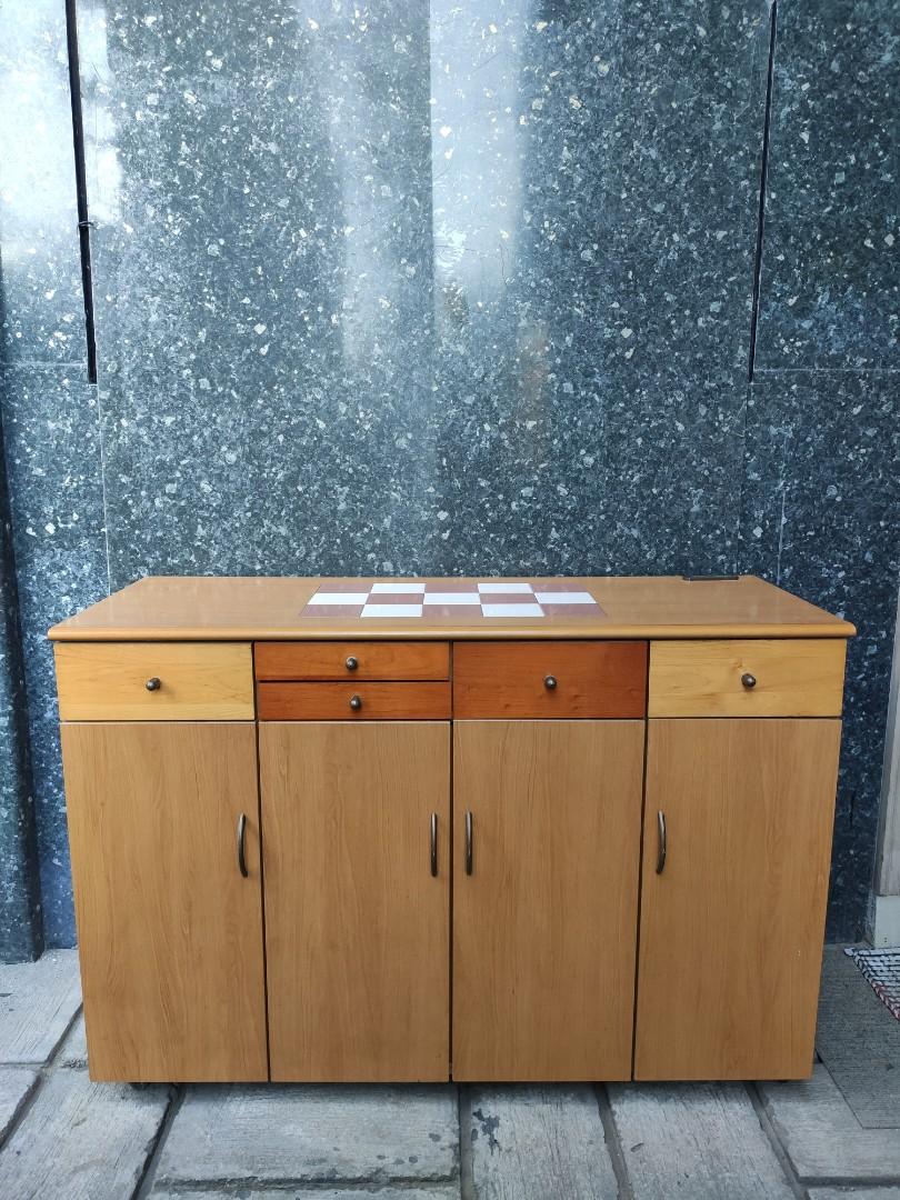 Movable Kitchen Island Table w/ Tile Top, Furniture & Home Living ...